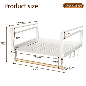 2 Packs Hanging Pull Out Drawer Basket,Lower Rack Basket, Slide Down Cabinet Storage Rack Basket, Space Saving Kitchen Counter, Sideboard, Under Desk, Bookshelf Closet,White