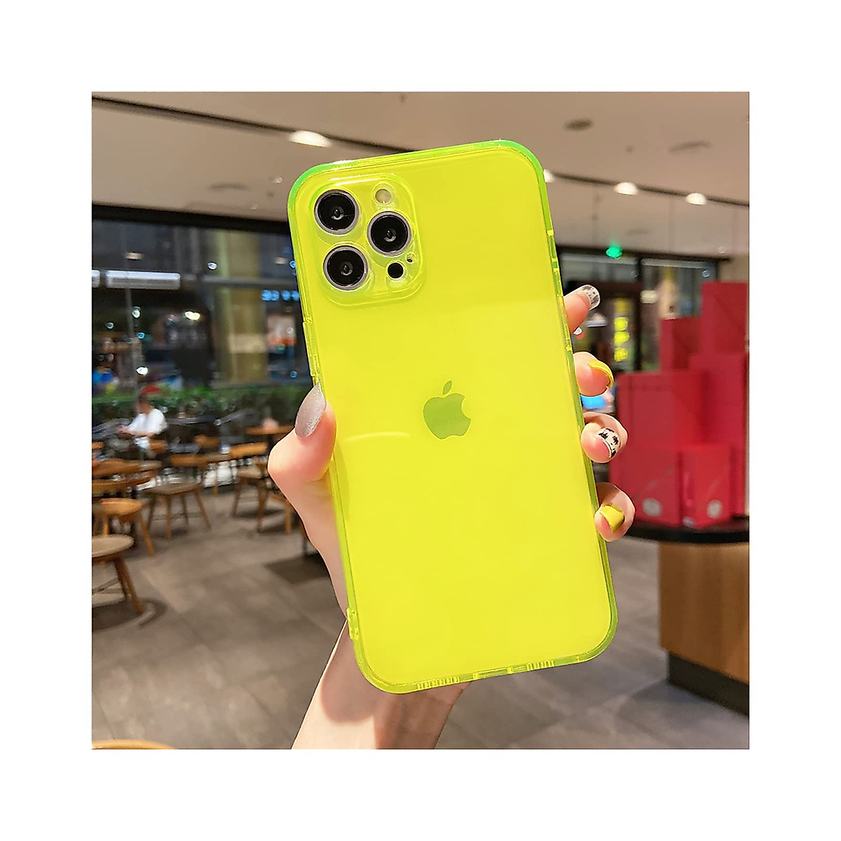 NOVOSTAR Cool Neon Phone Case,Protective Soft Silicone Pink Phone Case-Yellow-for iPhone xr