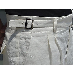 SNOLY Men's Spring Fall Retro Cotton Tapered Leg Flat Front Chino Pant Straight Western Gurkha Pants (as1, Alpha, m, Regular, Regular, White, Regular)