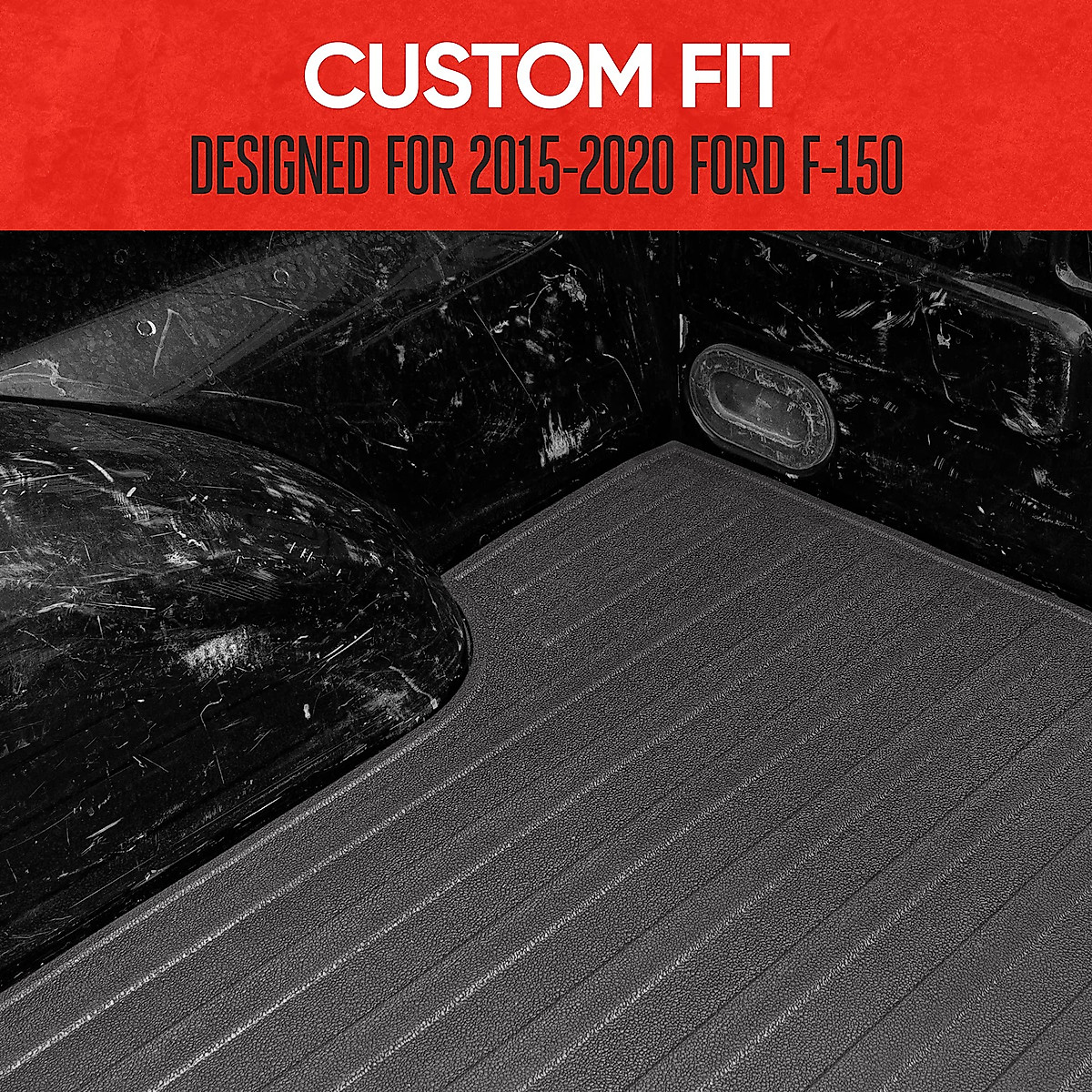 Motor Trend Custom Fit 3D Truck Bed Mat for 2015-2024 Ford F-150 5.5 ft CrewCab Bed Liner, Includes 22-24 Lightning Crew/Super Crew, All Weather Ford F-150 5.5 ft Bed Mat
