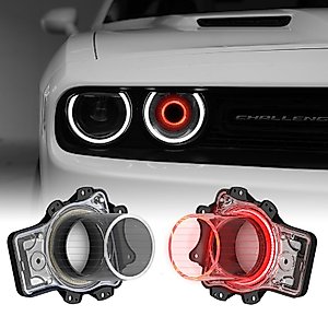 LitMiRaCle Dodge Challenger Headlights Bulbs, LED Headlamps Air Inserts Assembly Compatible with 2015-2020 Dodge Challenger, Plug and Play, Super Bright Red and White Lights(Red, 2PCS)