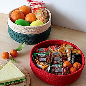 tbpersicwT Storage Basket Stackable Large Capacity Simple Design Decorative Woven Cotton Rope Baskets for Bedroom Red