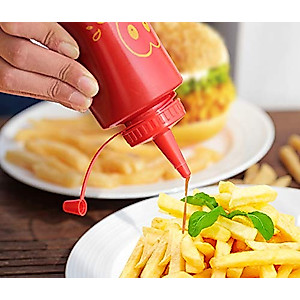 New Star Foodservice 533906 Smiley Faces Squeeze Bottle Set, Plastic, Red, Yellow, and Clear, 12 oz