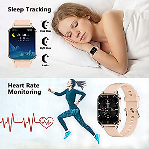 Smart Watch, 1.7" Smartwatch for Android and iOS Phones, Fitness Tracker with with Full Touch Color Screen Heart Rate and Sleep Monitor Pedometer, IP68 Waterproof Smart Watch for Women Men