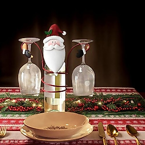 3Pcs Wine Glass Holder, Christmas Glass Wine Bottles Holder Features Santa, Snowman and Gnome Wine Bottle Glass Desktop Organizer Rack for Bar Home Display Christmas Decor, Wine Glass Holder