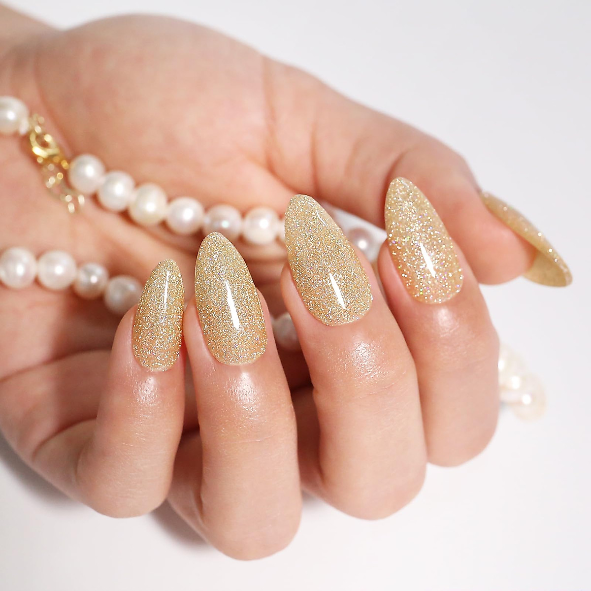 Imtiti Gel Nail Polish, Champagne Gold Reflective Glitter Gel Polish, Diamond Shimmer Gel Nail Polish Need, 0.5 fl oz