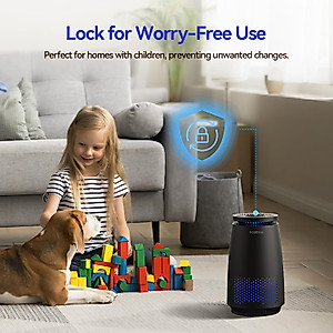 ROSEKM Air Purifiers for Home Bedroom, Air Cleaner with 3-In-1 HEPA Filter for Dust Smoke Pet Dander Odor with Sleep Mode, Aromatherapy, Timer, Portable (Black)