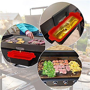 TUMAYTHK 2-Pack Silicone Reusable Grease Cup Liners for Blackstone Griddles 36" 28" 22" 17", Replacement for Aluminum Foil Drip Pan Liners, Foldable Grease Catcher Liner + 2 Pcs Hanging Hooks