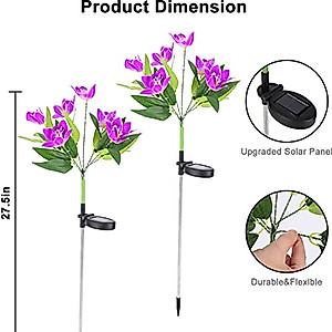 ALANAS Outdoor Solar Decorate Light, 2 Pack Dendrobium Orchid Garden Stake Lights with 7 Flowers, Waterproof LED Solar Powered Lights for Patio, Pathway, Courtyard, Garden Law.