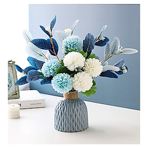 NAWEIDA Artificial Flowers with Vase Faux Hydrangea Flower Arrangements for Home Garden Party Wedding Decoration