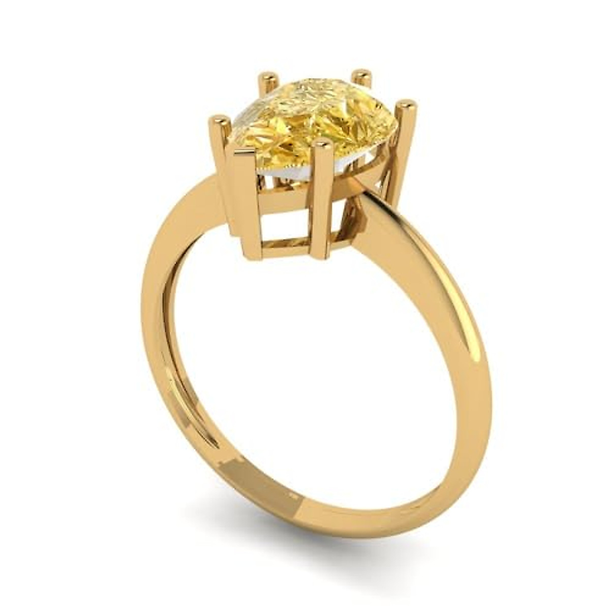 Clara Pucci 2.50 ct Pear Cut Solitaire Yellow Simulated Diamond Engagement Bridal Promise Anniversary Ring 18K Yellow Gold Size 3.5