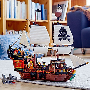 LEGO Creator 3 in 1 Pirate Ship Building Set, Kids can Rebuild The Pirate Ship into an Inn or Skull Island, Features 4 Minifigures and Shark Toy, Makes a Great Gift for Kids Ages 9+ Years Old, 31109