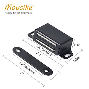 Mousike Cabinet Magnets 30lb Black Door Magnets with Strong Magnetic for Kitchen Cupboard Wardrobe Closet Cabinet Door Drawer Latch 16 Pack