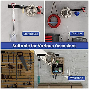 Safstar 36" Tool Storage Rack Clearance, Wall-mounted Garage Tool Organizer with 4 Double Hooks & Rustproof Finish, Heavy Duty Metal Tool Holder for Home Garden Garage Workshop, 328 lbs Load Capacity