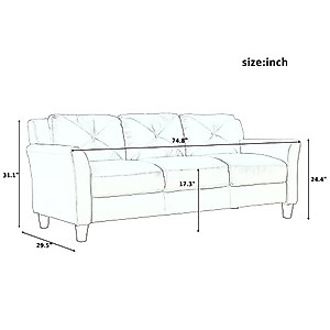 P PURLOVE 3 Pieces Polyester Blend Button Tufted Sofa Set, Living Room Furniture Set, 1 Armchair, 1 Loveseat, 1 Sofa (Gray)