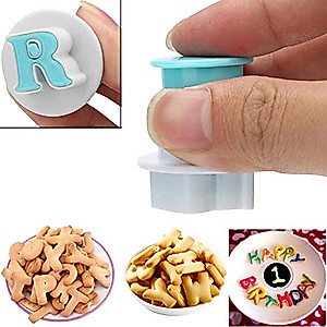 26PCS/Set Cookie Stamp Impress Cookie Cutters Alphabet Letter and Number Fondant Cake Biscuit Mold Letter Shape DIY Cookie Biscuit Alphabet Letters Cake Tool Embosser Cutter (Upper Case Letter Shape)