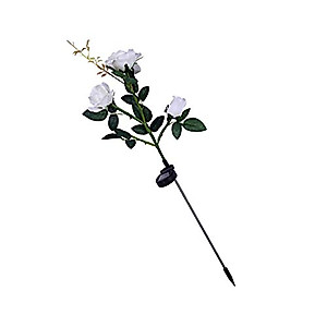 DOITOOL Decoration Lights Outdoor LED Garden Solar Flower Lights Rose Flower Lamp Stake Decorative Landscape Lights Ground Plug Light for Home Garden Lawn Way Party Decor White Outdoor Stakes