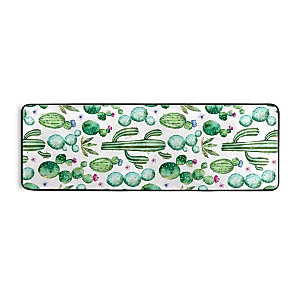 Cactus Bath Rug Runner Green Succulents Plants Floral Flower Non Slip Area Mat Rugs for Bathroom Kitchen Entryway Shaggy Rug Soft Bedroom Carpet 72"x 24"