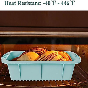 Haokaini Silicone Baking Bread Loaf Pans Set of 2,Nonstick Loaf Tins Bread Pans Bread Mould Easy to PoP Out for Bread Toast Cake Brownies Meatloaf Oven Dishwasher Safe