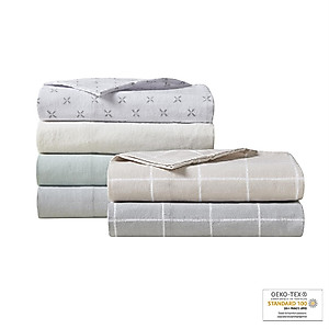 Beautyrest Cotton Sheet Set Cozy Print 100% Cotton Flannel Sheets Warm & Fuzzy Bedding Set, Oversized Sheets, Deep Pocket Fits Up to 16" Mattress Cal King Bed Sheets Cal King Seafoam 4 Piece