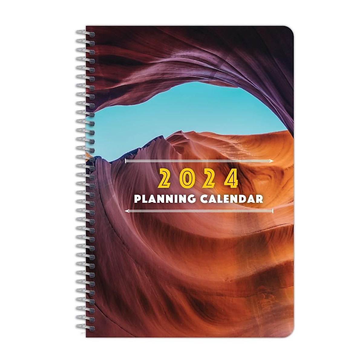 Dated 2024 Week at a Glance Annual Planner Courage - Small (5.5 x 8.5 Inches) - Daily Lines, Monthly Space, Yearly Calendars. Calming Lagoon. Organizer, Life Planner