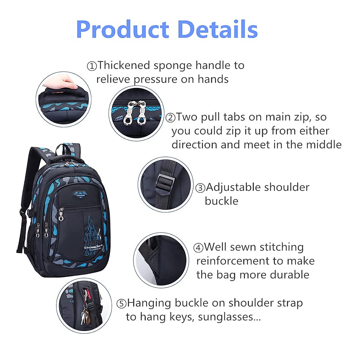 Flora Camo Backpacks for Middle School Elementary, Camo Bookbags for Teens Boys, Camouflage School Bags