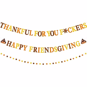 Happy Friendsgiving Banner,Thankful for You Banner,Friendsgiving Decorations,Thanksgiving Decorations Banner, Friendsgiving Party Decorations