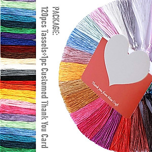 MSCFTFB 120 Pieces 5inch Silk Floss Tassels with Hang Loops Mini Tassels Mala Tassel Kits for Bookmarks Earring Dreamcatcher Jewerly Making Belt Clothing Curtain Decorations (Navy)