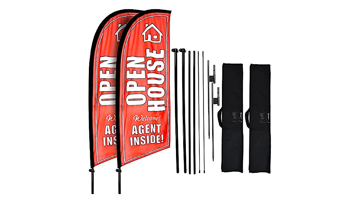Eye-Catching Open House Flags - 2 Pack for Realtors