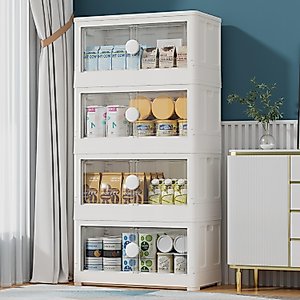MQmaiqing Storage Bins with Lids, Large Plastic Storage Container, Clear Stackable Storage Bins, Organization and Storage Drawers, Containers for House Organizing, 27Gal, 4 Pack