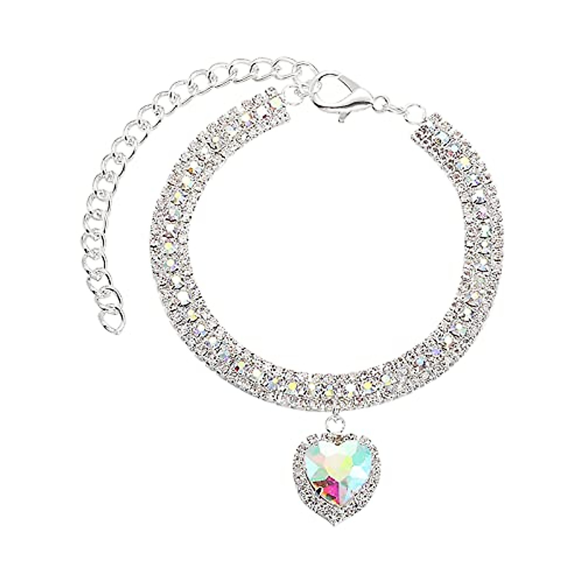 HonpraD Dog Charm Collar Pet Cat Collar Dog Necklace Metal Diamond Necklace Small and Medium Dogs Anti Chewing Chain Pet Accessories (Small, Pink)