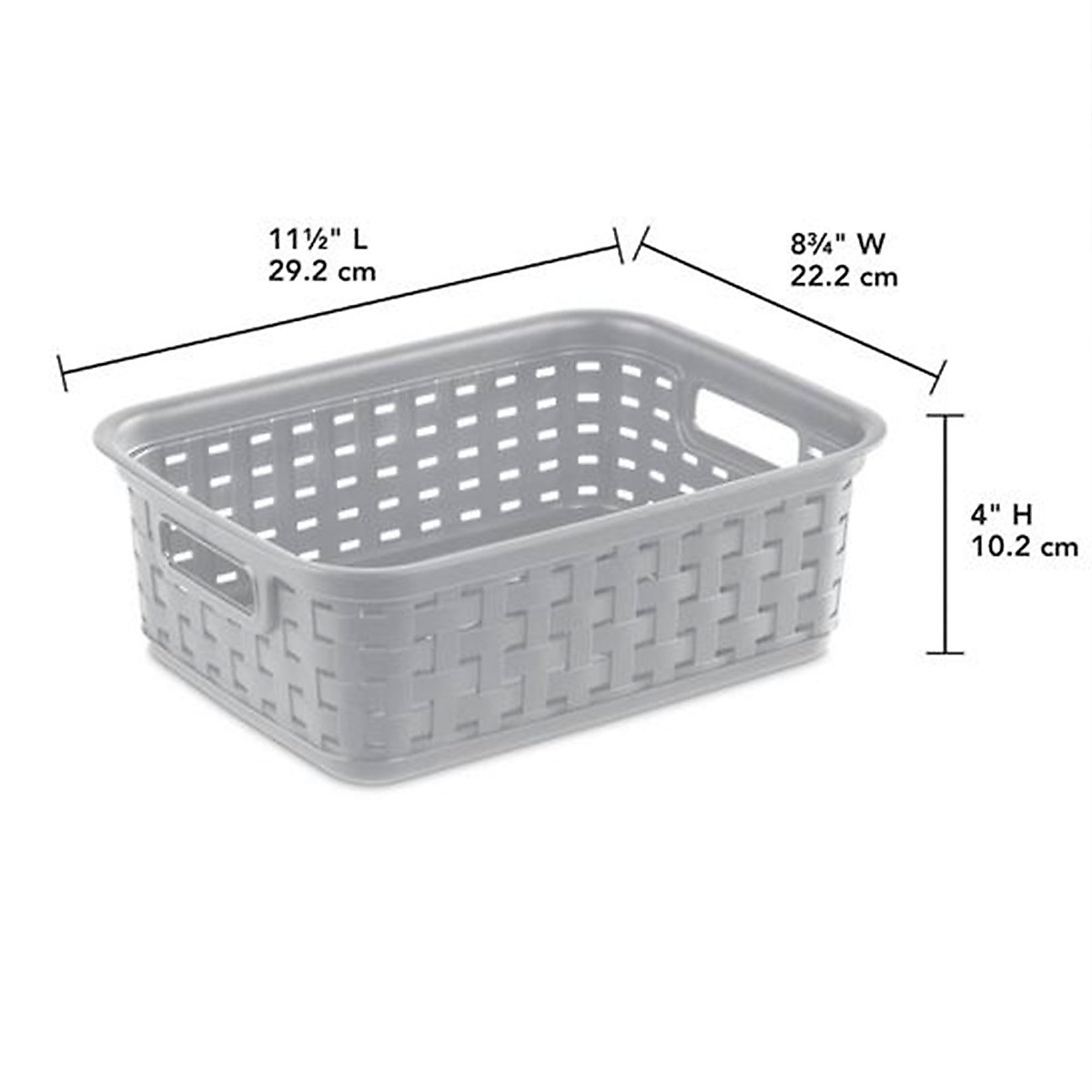 Sterilite 11 Inch Small Weave Open Bin Wicker Storage Basket Home Organizer Tote for Countertops, Bookshelves, and Closets, Cement, 8-Pack