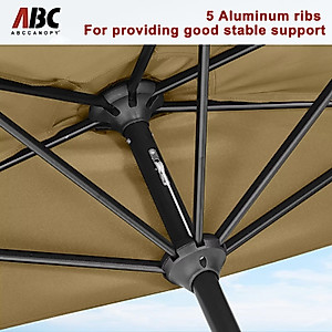 ABCCANOPY Patio Umbrella 11FT - Outdoor Half Umbrellas for Patio, Backyard, Garden, Deck (Khaki)