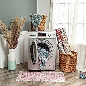 DECOMALL Runner Rug for Hallway Kitchen, Washable Long Rugs Green Multi, Bohemian Vintage Foldable Carpet for Entryway Entrance, 2'6"x9'