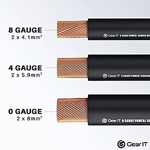 GearIT 4 Gauge Wire (50ft Each - Black/Red Translucent) Copper Clad Aluminum CCA - Primary Automotive Wire Power/Ground, Battery Cable, Car Audio Speaker, RV Trailer, Amp, Electrical 4ga AWG 50 Feet