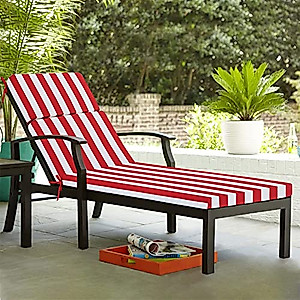 idee-home Chaise Lounge Cushions Outdoor, Lounge Chair Cushion for Outdoor Furniture, Sunbrella Lawn Chair Patio Cushion Replacement, Waterproof Thick Pool Chaise Cushion 72 inches (Striped Pattern)
