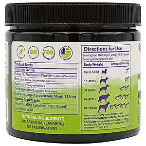 ZENAPET Allergy Immune Support Supplement for Dogs, Superfood 100% Human-Grade with Turkey Tail Mushroom, Prebiotics for Gut Health, Itchy Skin, Seasonal Allergies & Yeast - for Small to Large Breeds