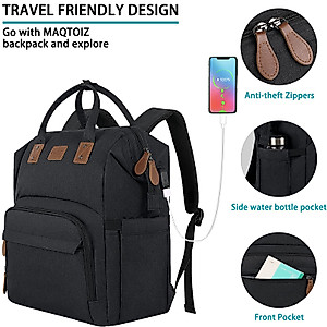 Gifts for Him Her, Extra Large Lunch Backpack, 17 Inch Travel Laptop Backpack for Women Men, USB Port College School Student Bookbag, Insulated Cooler Backpack Lunch Box Nurse Work Backpacks, Black