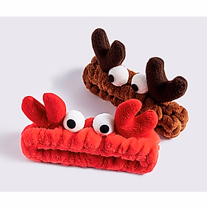 GK-O Creative Face Wash Hair Band Cute Cartoon Crab Headband Cute Funny Hair Hoop (Red)