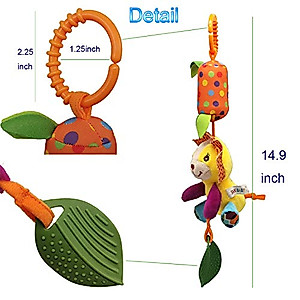 Bloobloomax Baby Soft Hanging Rattle, Car Seat Stroller Toys with Plush Animal C-Clip Ring for Infant Babies Boys and Girls 3 6 9 to 12 Months (12PCS-A)