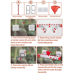 Close-up Viewing Window Hummingbird Feeder with 8 Ports Leak Proof, Top Fill & Easy to Clean Humming Bird Feeders Tube for Outdoors, 2 Pack