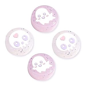 PERFECTSIGHT Cute Thumb Grip Caps for PlayStation 4/5, PS5, PS4, Xbox Series X/S, Xbox One, Switch PRO Controller, 4PCS Kawaii Soft Rubber 3D Analog Thumbsticks Grips Joystick Cover - Glitter Ghost