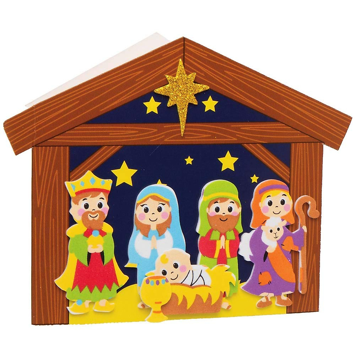 Baker Ross AX567 Nativity Scene Card Craft Kits for Kids - Pack of 6, Children's Christmas Arts, Crafts and Decorations