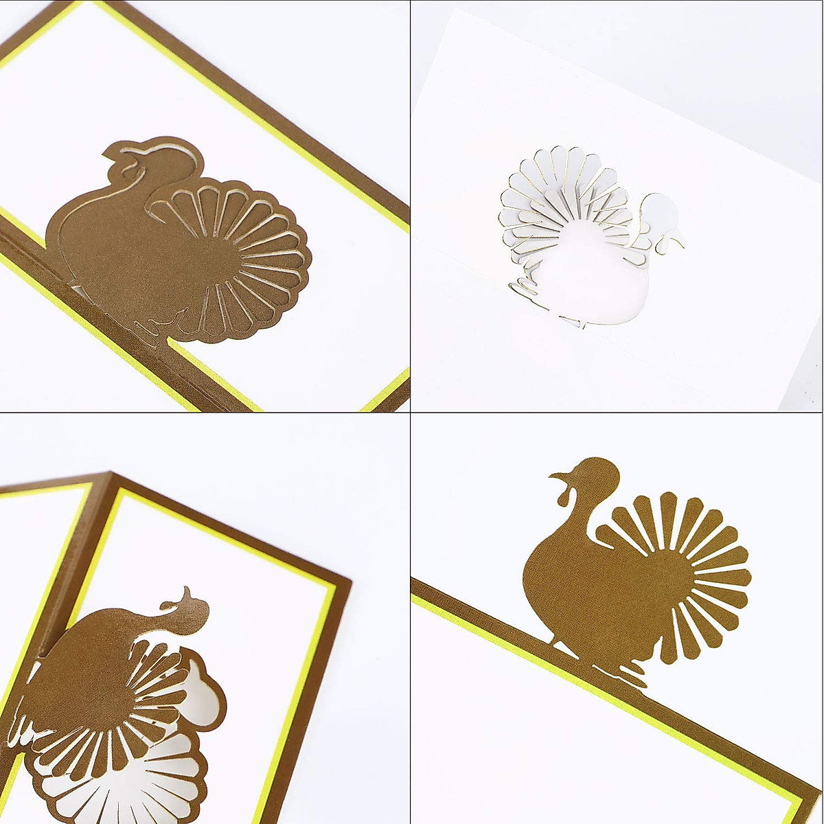 Outus 25 Pieces Thanksgiving Greeting Place Cards 4 x 2 Inch Fall Guest Seating Tent Cards Autumn Table Name Place Cards with Pumpkin Turkey Witch Hat Design for Thanksgiving Dinner Party Supplies