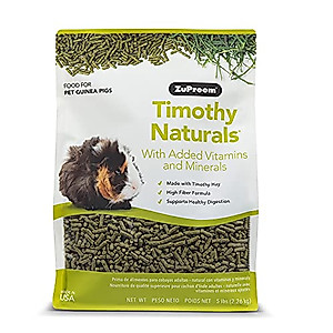 ZuPreem Timothy Naturals Pet Guinea Pig Food, 5 lb - Made in USA, Added Vitamins & Minerals, Timothy Hay