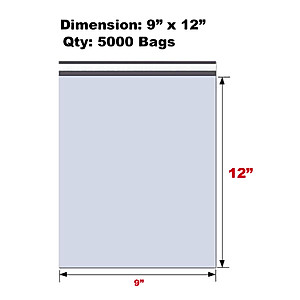 iMBAPrice 5000-Pack Poly Mailers 9x12 Inch Mid Size #3 White Color Poly Mailing Envelopes Bags, Self Seal Adhesive Waterproof and Tear Proof (Total 5000 Bags) in Bulk