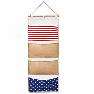 Juexica Fish Extender 32.3 x 13.2 Inch Hanging Pockets 4 Pocket Innovation Storage Bag Hanging Organizer Linen Cotton Wall Hanging Storage Bag for Cruise Cabin Door Closet Gifts(1 Pcs)