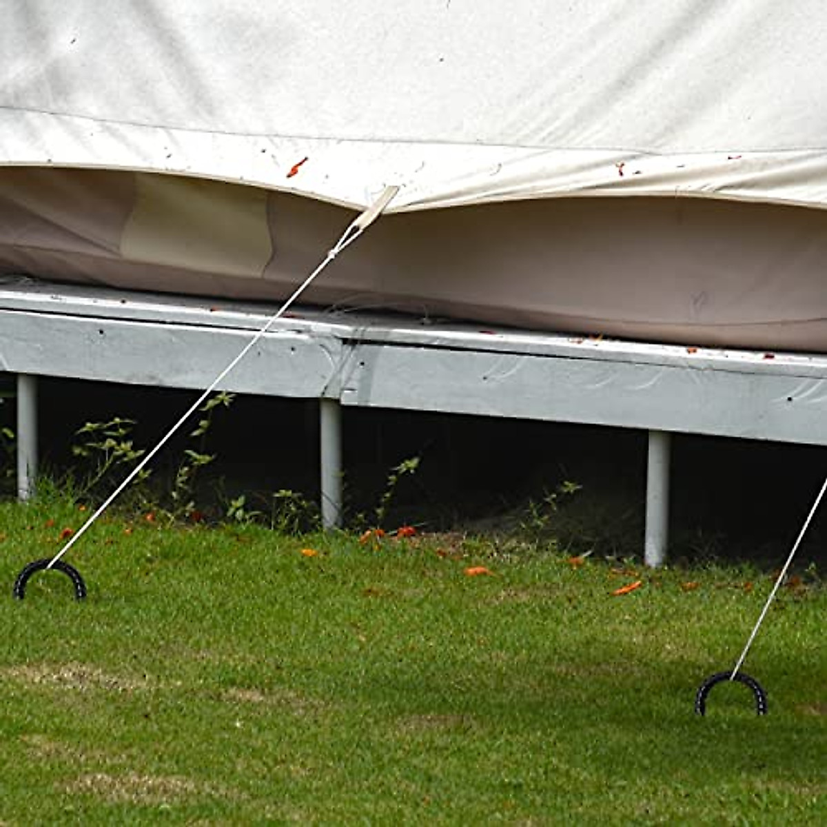VASGOR 12” x 2” Trampolines Wind Stakes Black Powder Coated Rebar Steel - Heavy Duty U Shape Ground Anchors for Camping Tent - Garden Staples – Trampoline Pins - Sharp End (8)