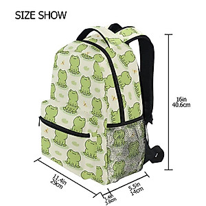 MNSRUU Student School Backpack Cute Frog and Dragonfly College Laptop Backpack Business Travel Carry On Backpack Bookbags for Adult Teen, M