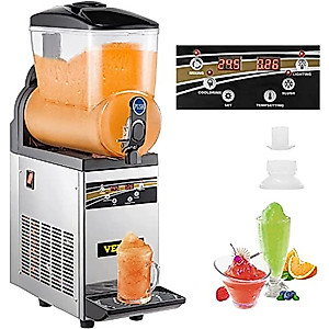 VEVOR Commercial Slushy Machine, 15L Tank Commercial Margarita Machine, 500W Stainless Steel Frozen Drink Machine, Temperature Slush 26.6°F to 28.4°F Margarita Slush Maker, Perfect for Cafes Bars